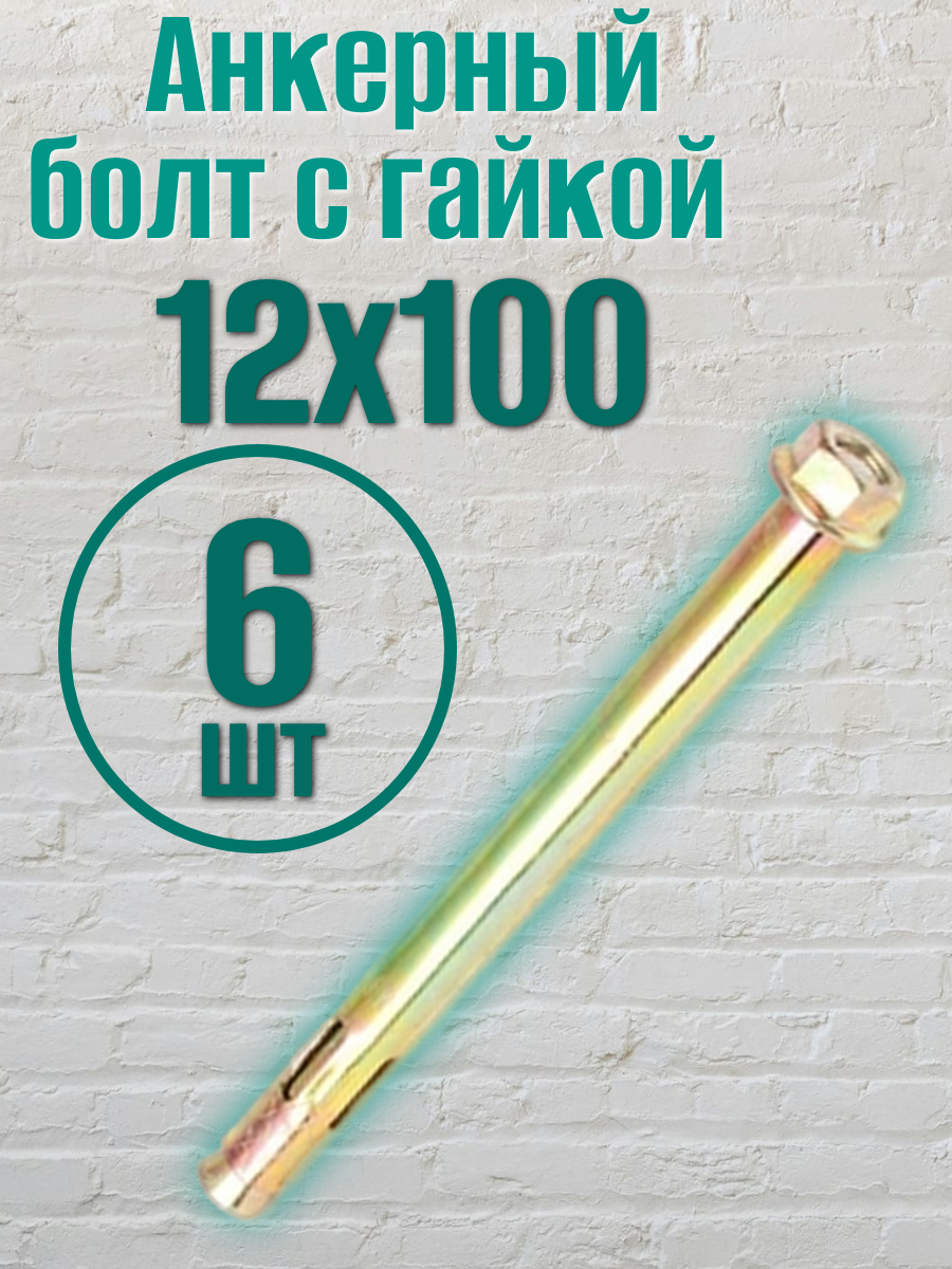 Анкерный болт с гайкой 12х100 (6 шт)