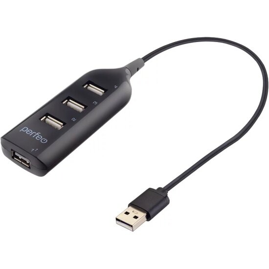 Разветвитель USB 2.0 Perfeo PF-H049 Black 4 Port, чёрный