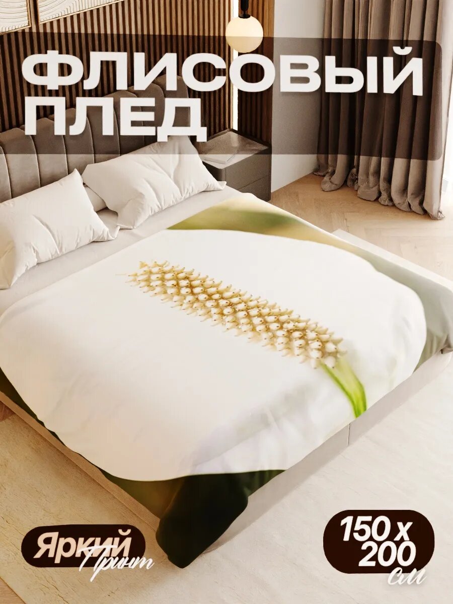 Плед флисовый 150х200 см мягкий теплый покрывало для дома
