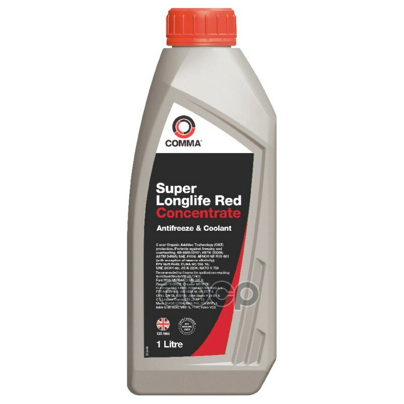 Антифриз G12+ COMMA SUPER LONGLIFE RED CONCENTRATED ANTIFREEZE концентрат 1л COMMA арт. SLA1L