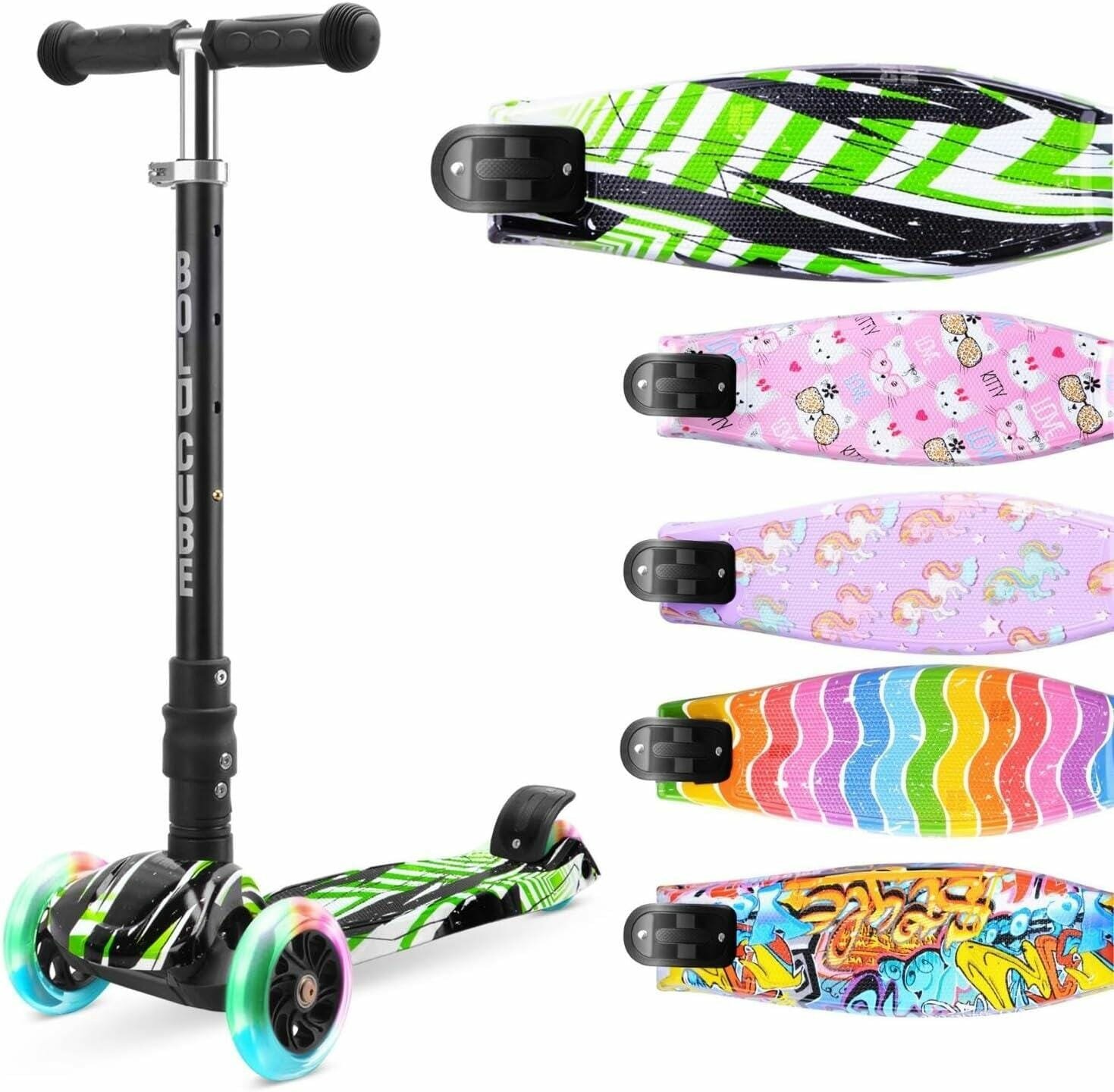 DECATHLON самокат Decathlon BOLDCUBE, трёхколесный, складной, swift green