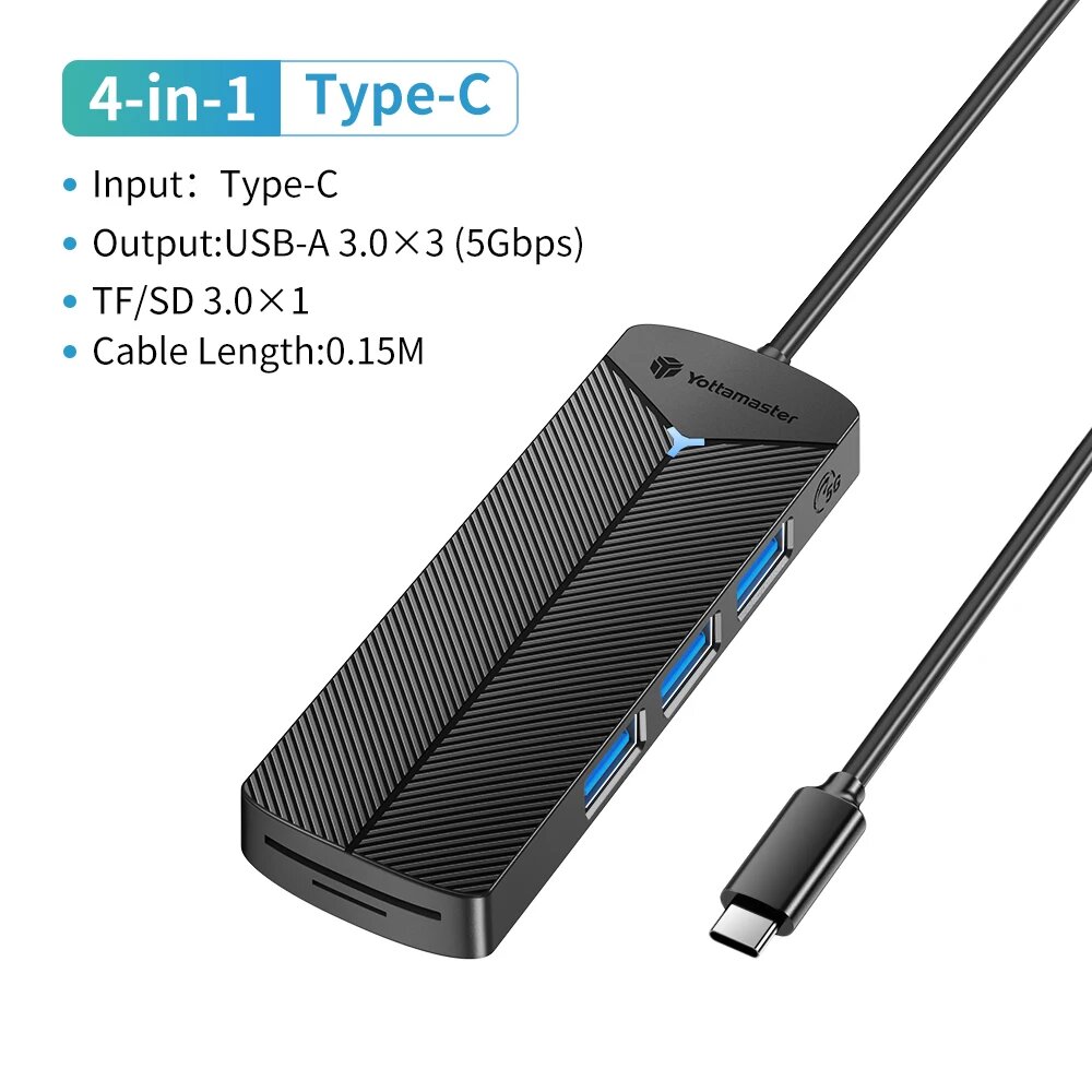 Yottamaster 4-в-1 USB 3.0 Хаб 3-USB-C-015