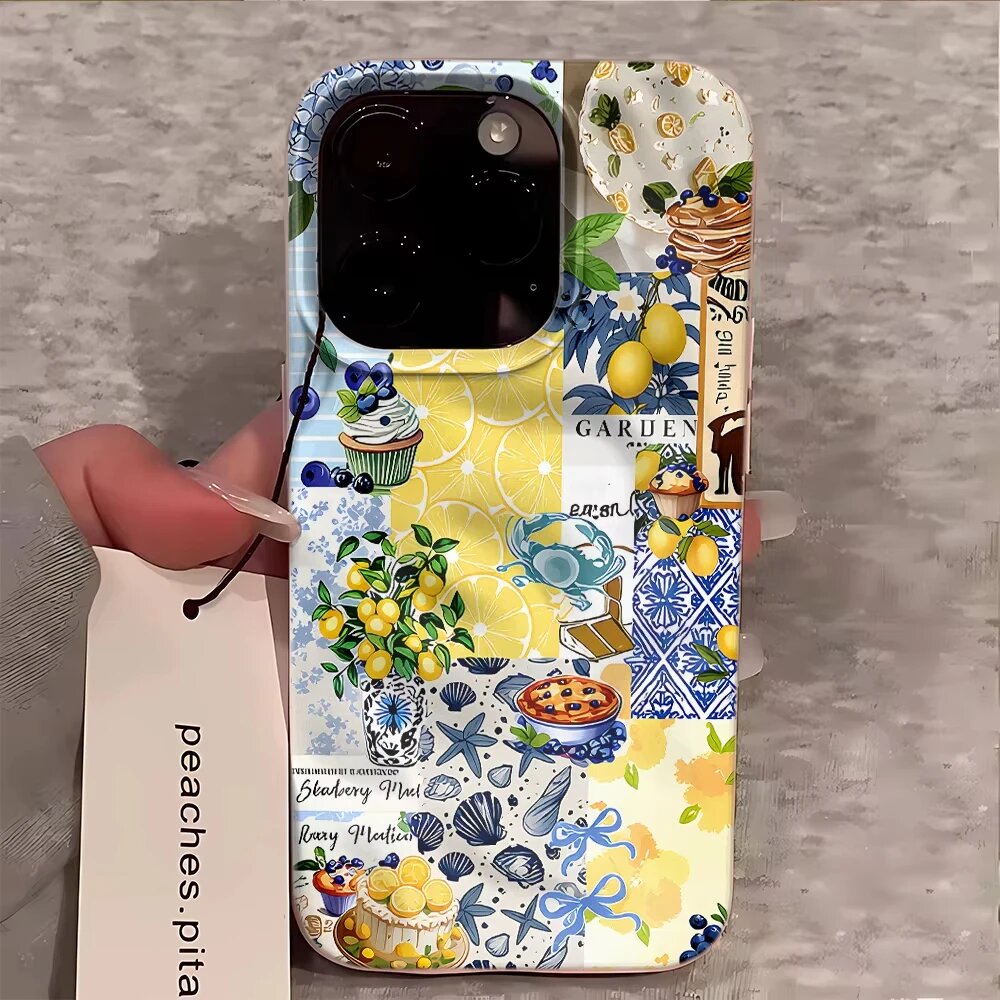 Летний чехол для телефона с принтом морских ракушек и лимонов для iPhone iPhone17, White-YYDSE5486