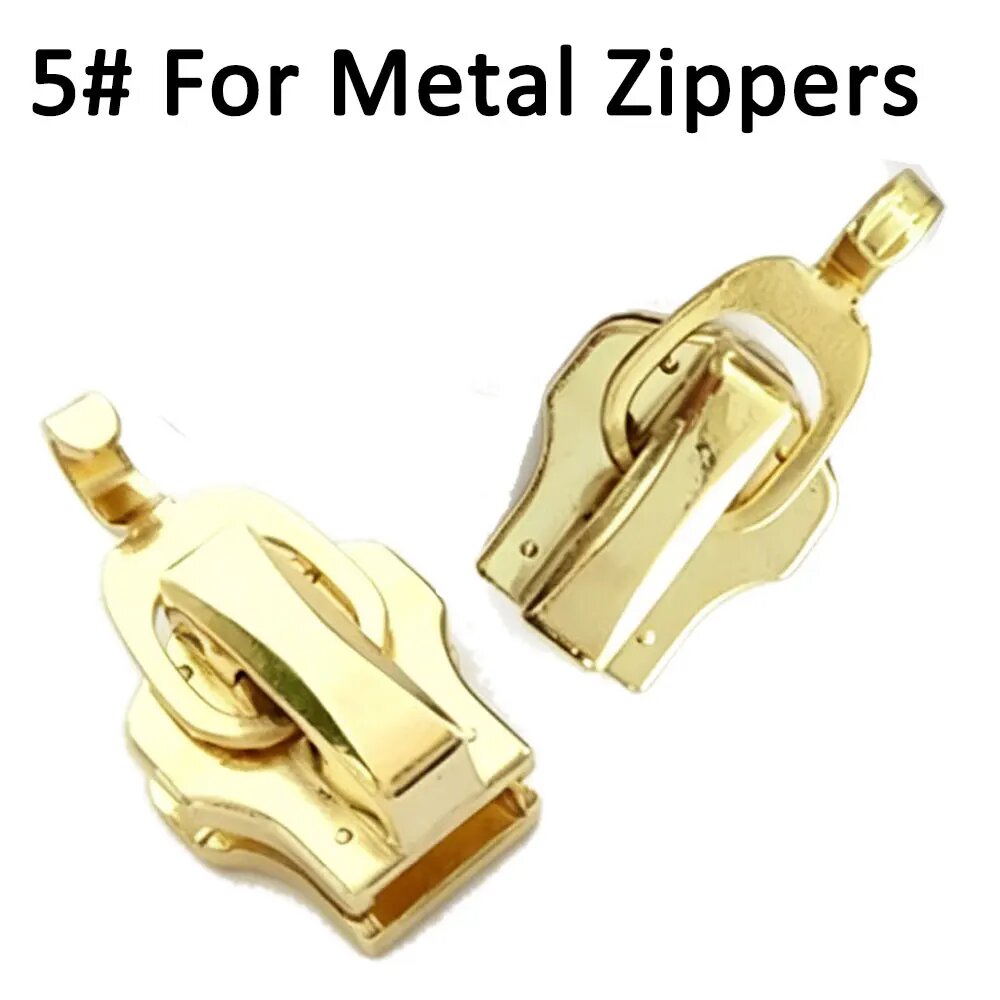 Металлические бегунки для молний №3 и №5, набор из 10 штук No5-Gold-Metal
