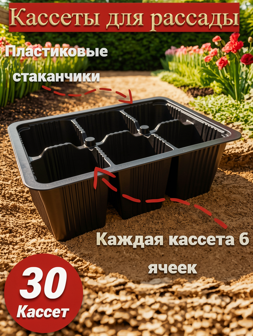 Кассеты для рассады пластиковые стаканчики на 6 ячеек набор 30 штук