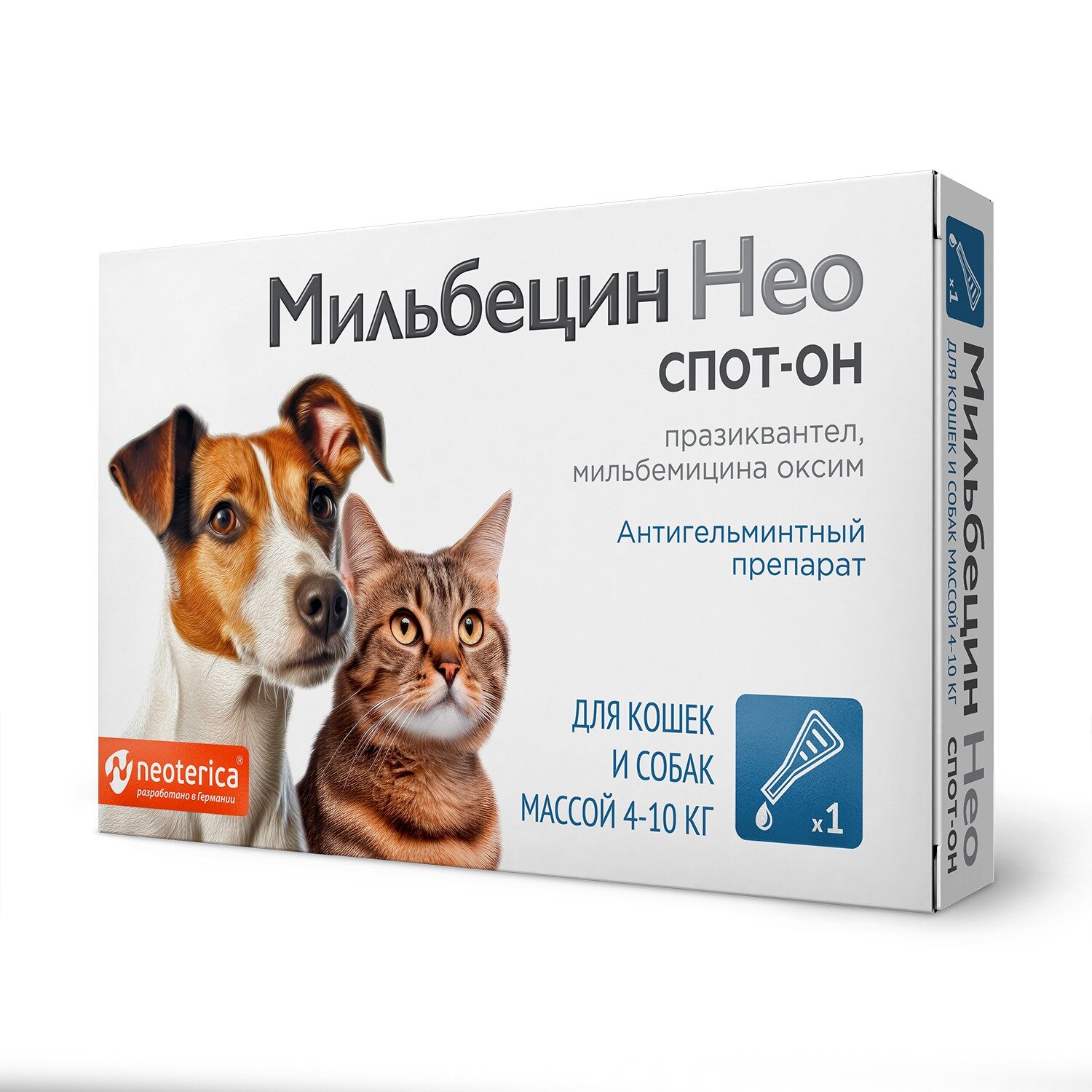 Neoterica Мильбецин Нео спот-он для кошек и собак 4-10 кг, 1 шт.