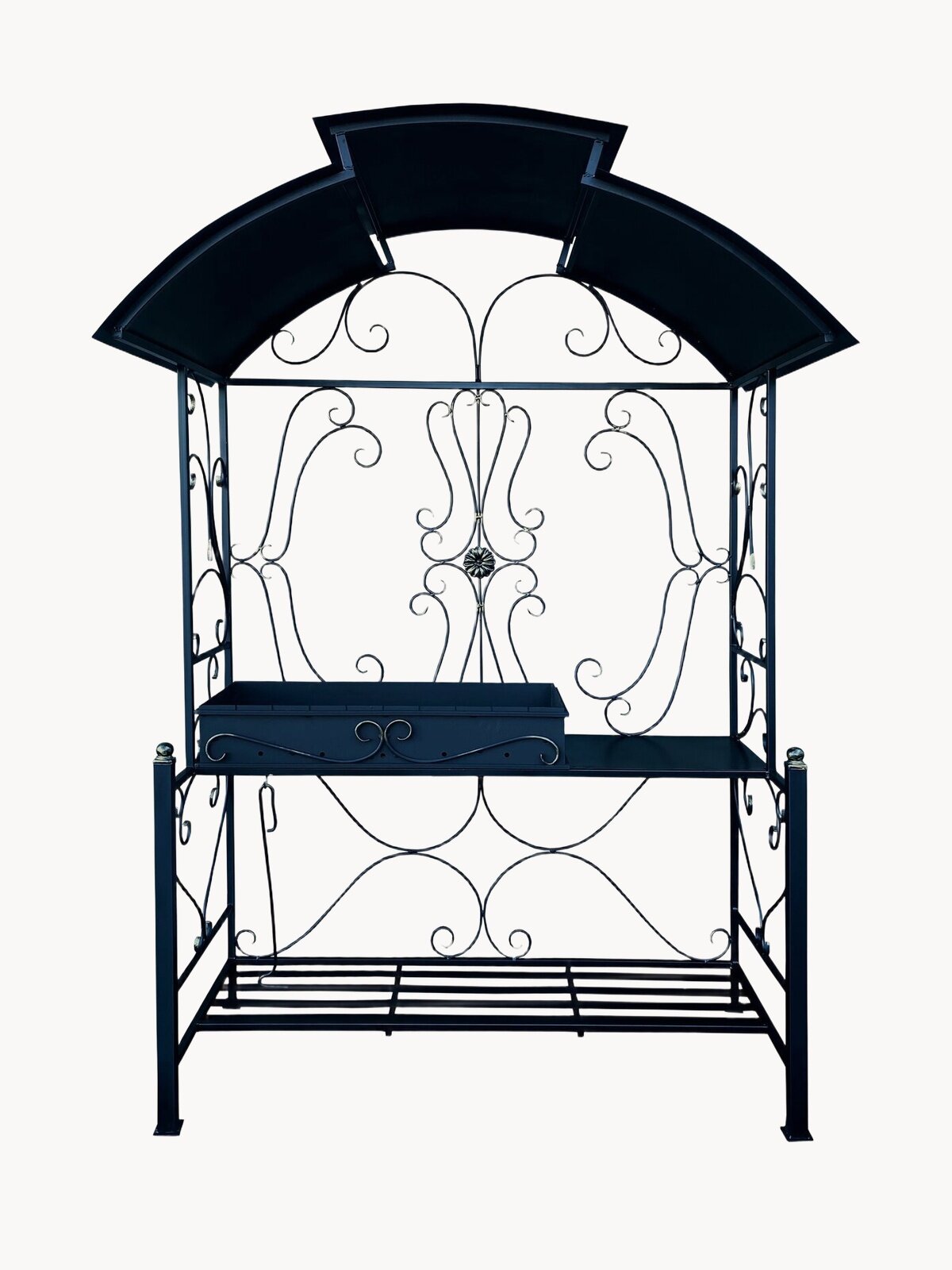 Мангал неразборный для дачи с крышей Kovmangal Восток 220 х 150 х 93 см