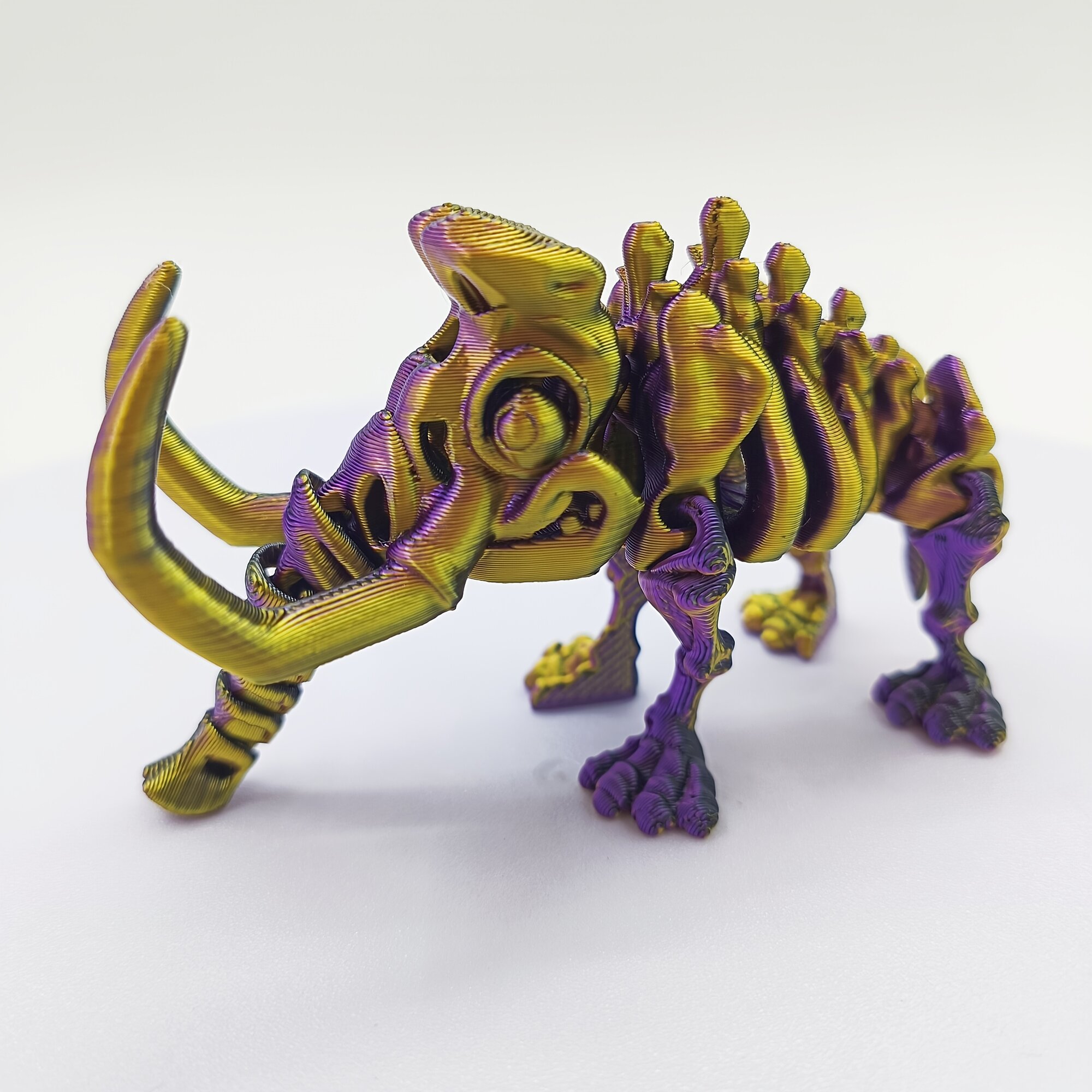 Декоративная фигурка слона в виде скелета для дома и стола, 3D-печать, цвет: трехцветный градиент (черный, золотой, фиолетовый)