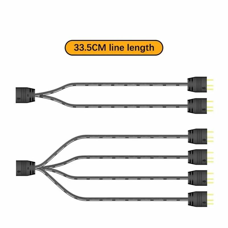 Разветвитель ARGB 5 В 3-контактный 1 на 2/4 универсальный удлинительный кабель 33,5 см для материнской платы ARGB