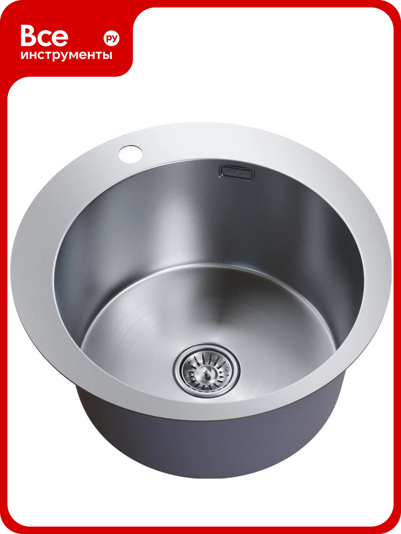 Мойка, MIXLINE, настольного монтажа MIXLINE D50 3,0 вып 3 1/2 круглая PRO 20см с сифоном сатин 554768