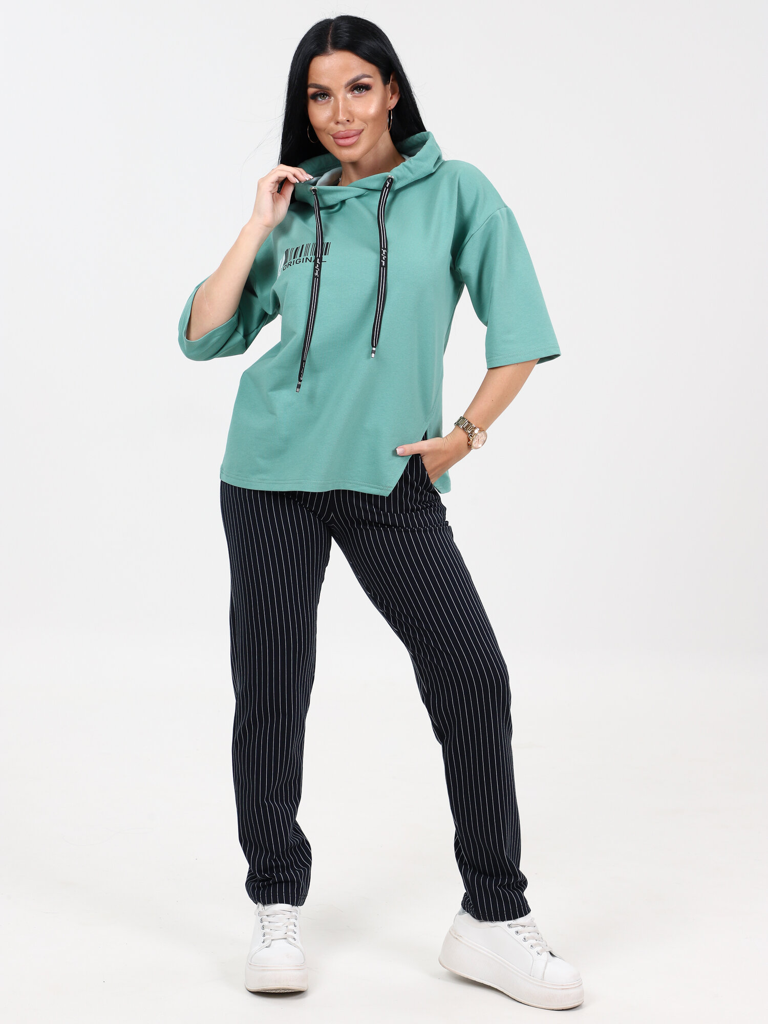 Комплект одежды брючный больших размеров осень-зима 2025