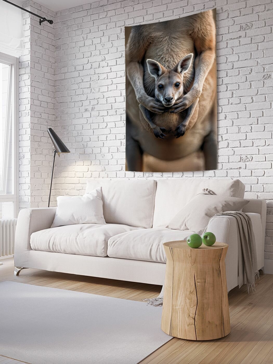 Фотопанно на стену тканевый вертикальный"Малыш кенгуру", 150х200 см, JoyArty