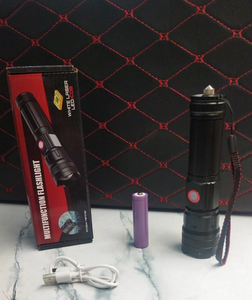 Фонарик дальний, IP65, ударопрочный, черный, холодный белый свет