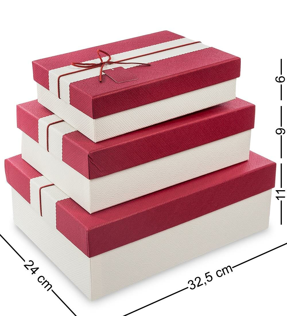 Набор коробок из 3шт "Прямоугольник" цв. молочн./борд. A2078858