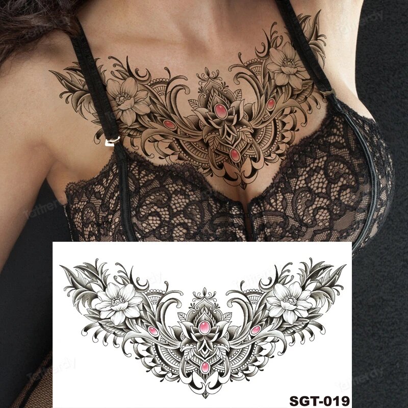 Водостойкая Временная тату-наклейка для мужчин и женщин, Эротичные большие тату-наклейки для груди, бюста, мышц, искусственная татуировка для мужчин, STG19
