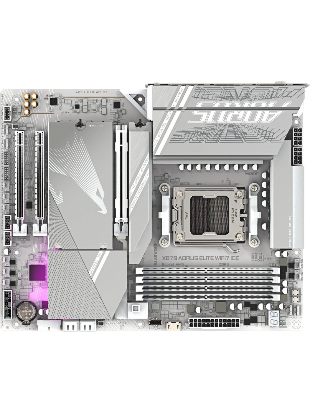 Материнская плата Gigabyte X870E AORUS ELITE WIFI7 ICE, SocketAM5, AMD X870E, ATX