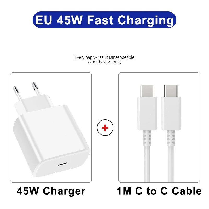 Супербыстрое зарядное устройство для Samsung 45 Вт. Для Samsung Galaxy S25 S24 S21 S22 S23 Ultra A54 A55 5G USB Type C Зарядное устройство Кабель для быстрой зарядки