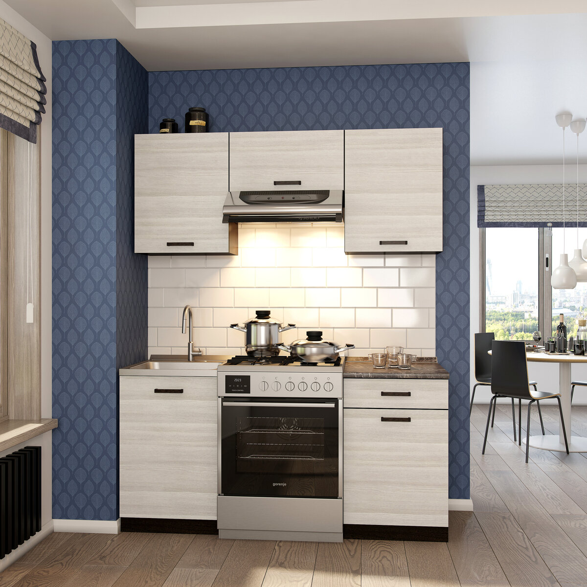 Кухонный гарнитур, кухня, готовый комплект Мальва 1,6 м Венге/Сосна Лоредо