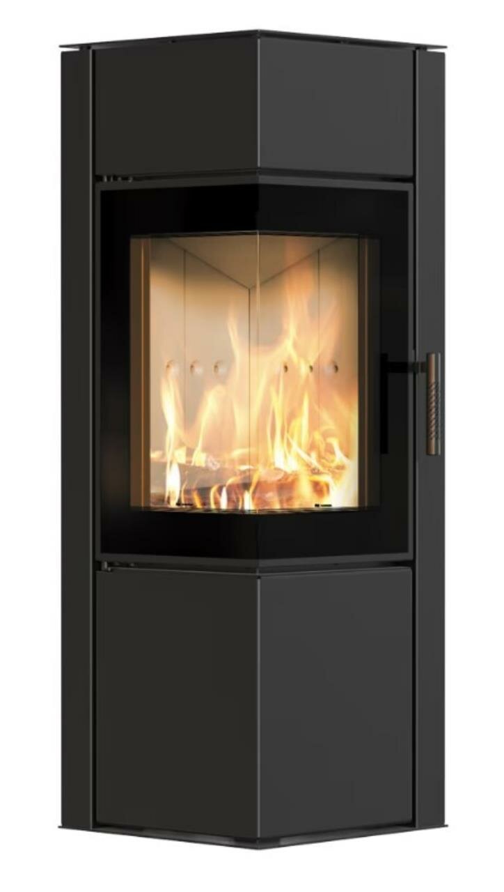 Печь-камин Kratki ODYN, пристенный, дымоход 200мм, сталь, 8кВт, черный