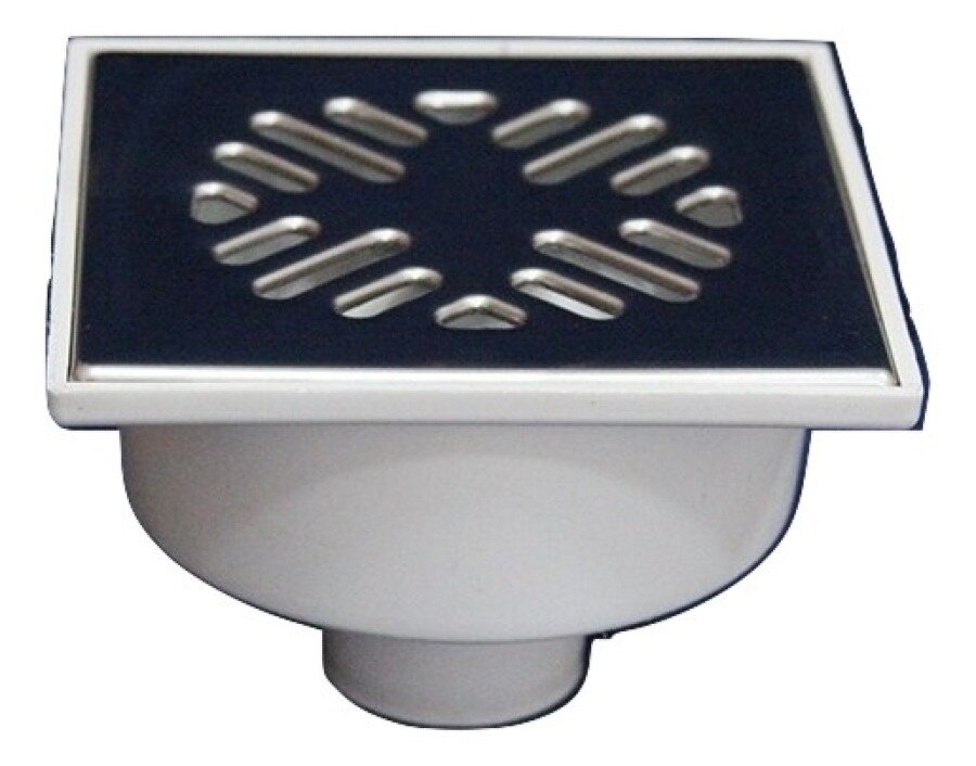 Трап для душа татполимер ПП 50 вертикальный с гидрозатвором, из нержавеющей стали, диаметр 50мм, размером 15х15см / водоотведение и канализация