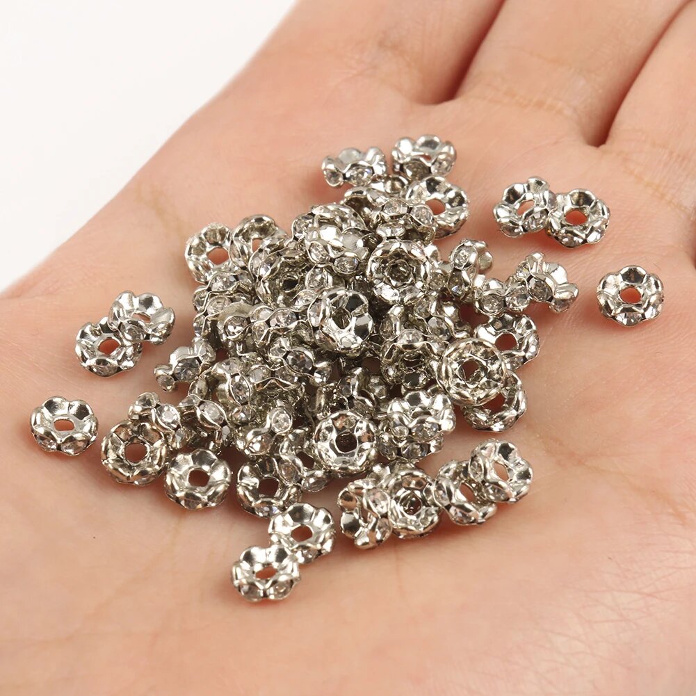 Бусины стразы 10 мм, 50шт, цвет: type1-rhodium
