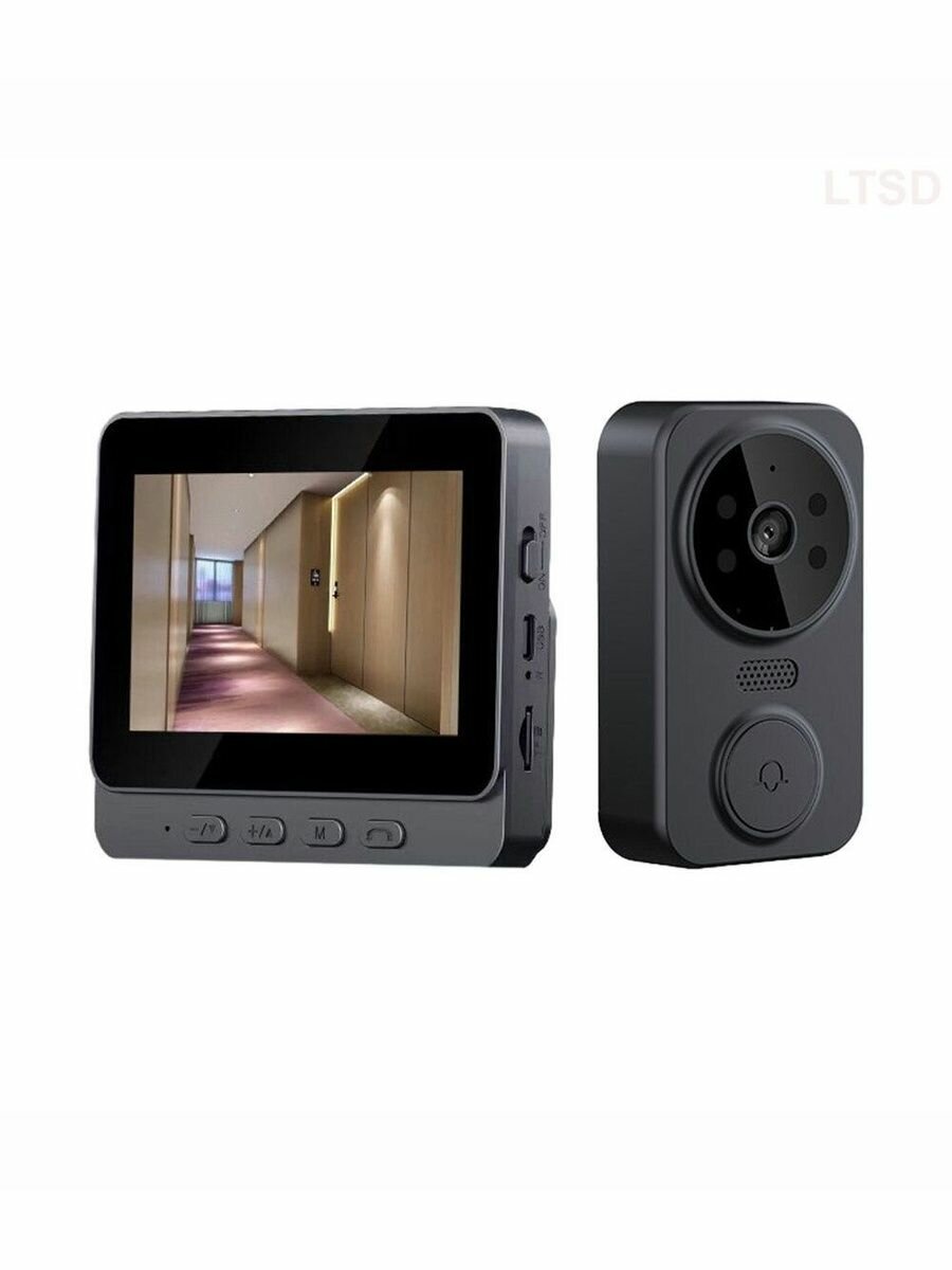 Беспроводной дверной звонок с экраном, 4,3 дюйма, 16G память, двусторонний голос