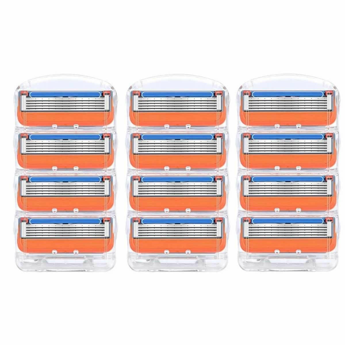 Сменные кассеты лезвия для бритв совместимые с большая часть оборудования 12 штуки (оранжевые)