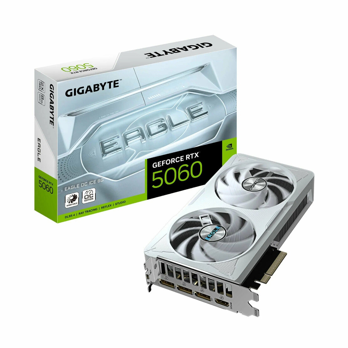 Видеокарта Gigabyte RTX5060 EAGLE OC ICE 8GB (GV-N5060EAGLEOC ICE-8GD) серебристый