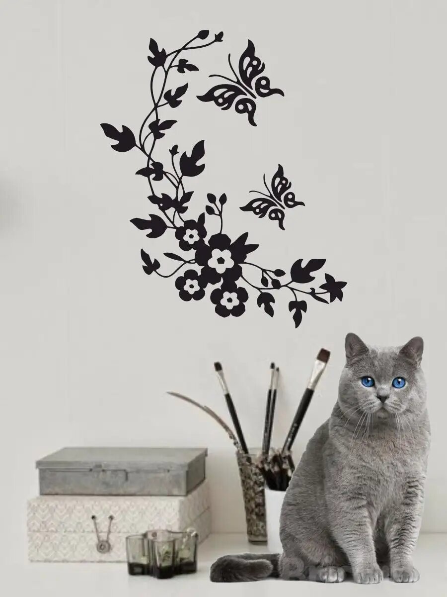 Наклейка на стену для декора интерьерная Вьющийся куст