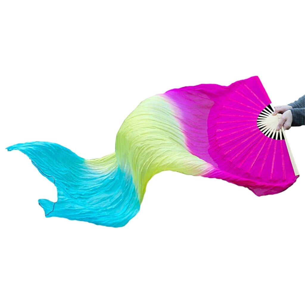 Легкий веер для танца живота из искусственного шелка, гибкий бамбуковый длинный веер для выступлений и тренировок