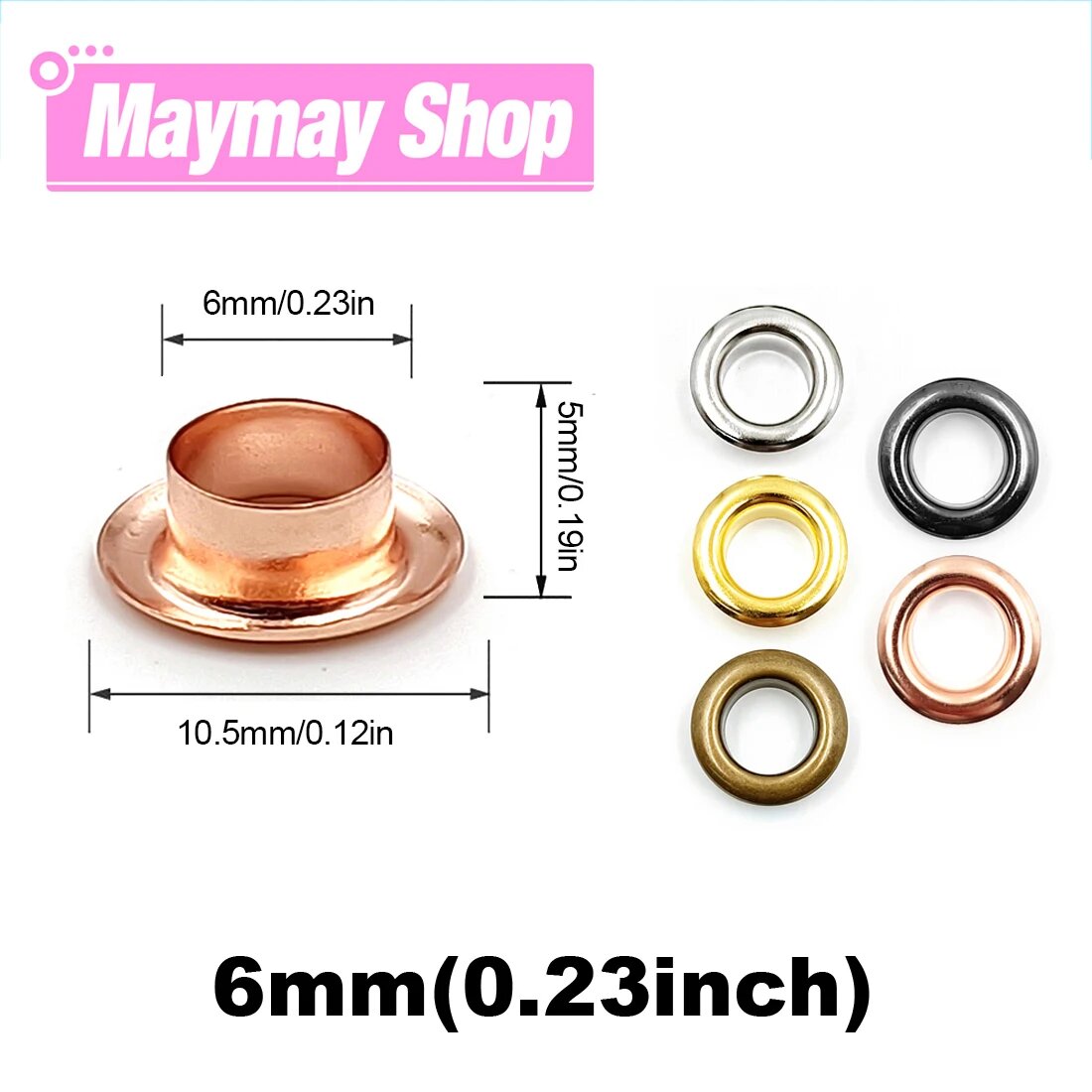 Металлические люверсы 6 мм золотые 200 шт Mix Color