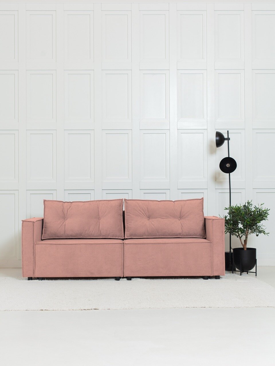 Диван CITYHD Цюрих Про, розовый, раскладной, двуспальный, еврокнижка, с ящиком