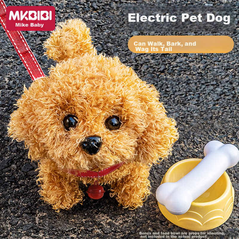 MKBIBI Children's Toy Dog, Walks, Barks, Wags Tail, Realistic Plush, Electric Puppy, Baby Pet Dog Gift, Christmas