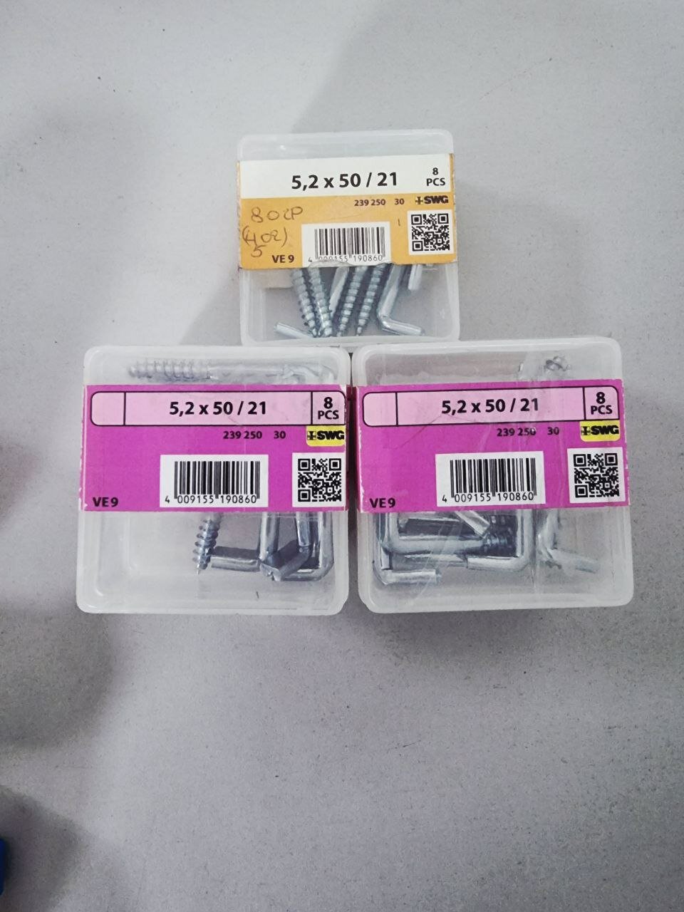 Шуруп крюк-костыль крепежный 5,2*50/21 (8 шт-1упк) SWG, Германия