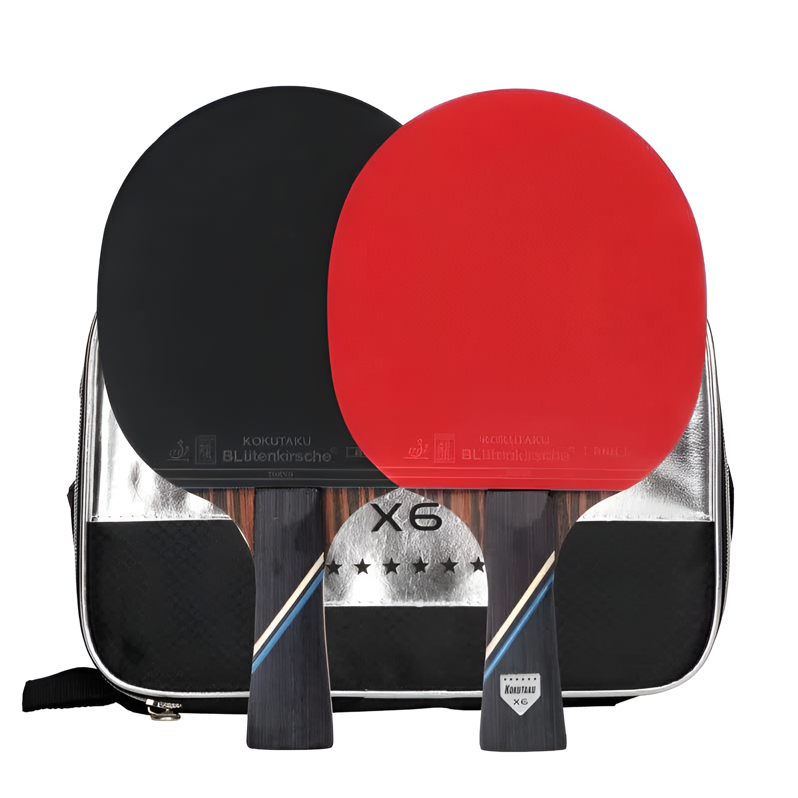 Ракетка для настольного тенниса Kokutaku, ITTF, 6 звёзд, красная/чёрная, 2 шт