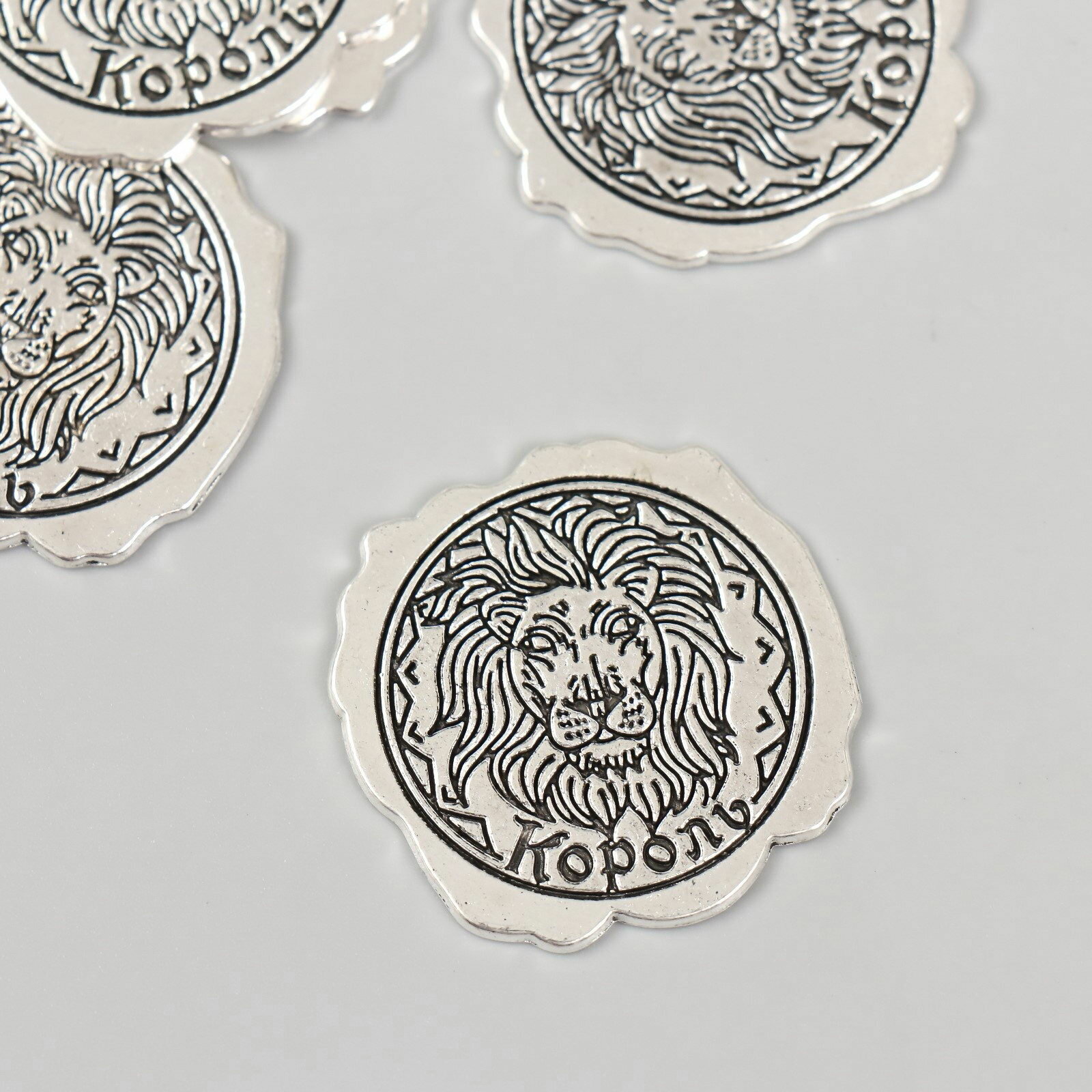 Декор металл для творчества "Оттиск печати, Король", набор 5 шт, 3x3 см
