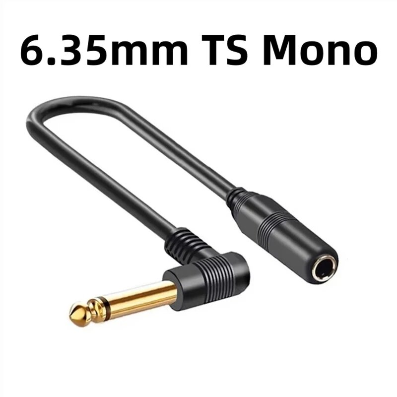 EQP 6,35 мм аудиоудлинитель 90 градусов моно/стерео 6.35mm Mono, 0.1m