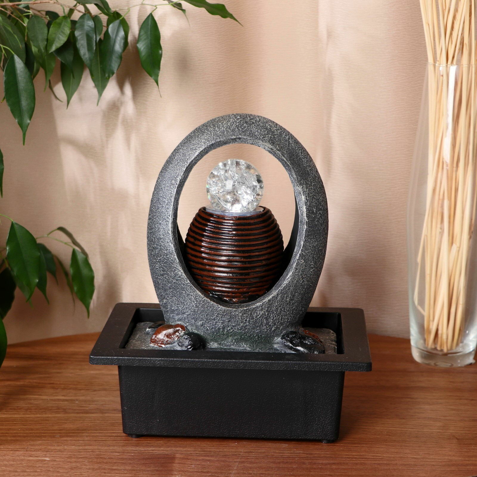 Фонтан настольный "Элим", кольцо, 23x17.5x26 см, с подсветкой