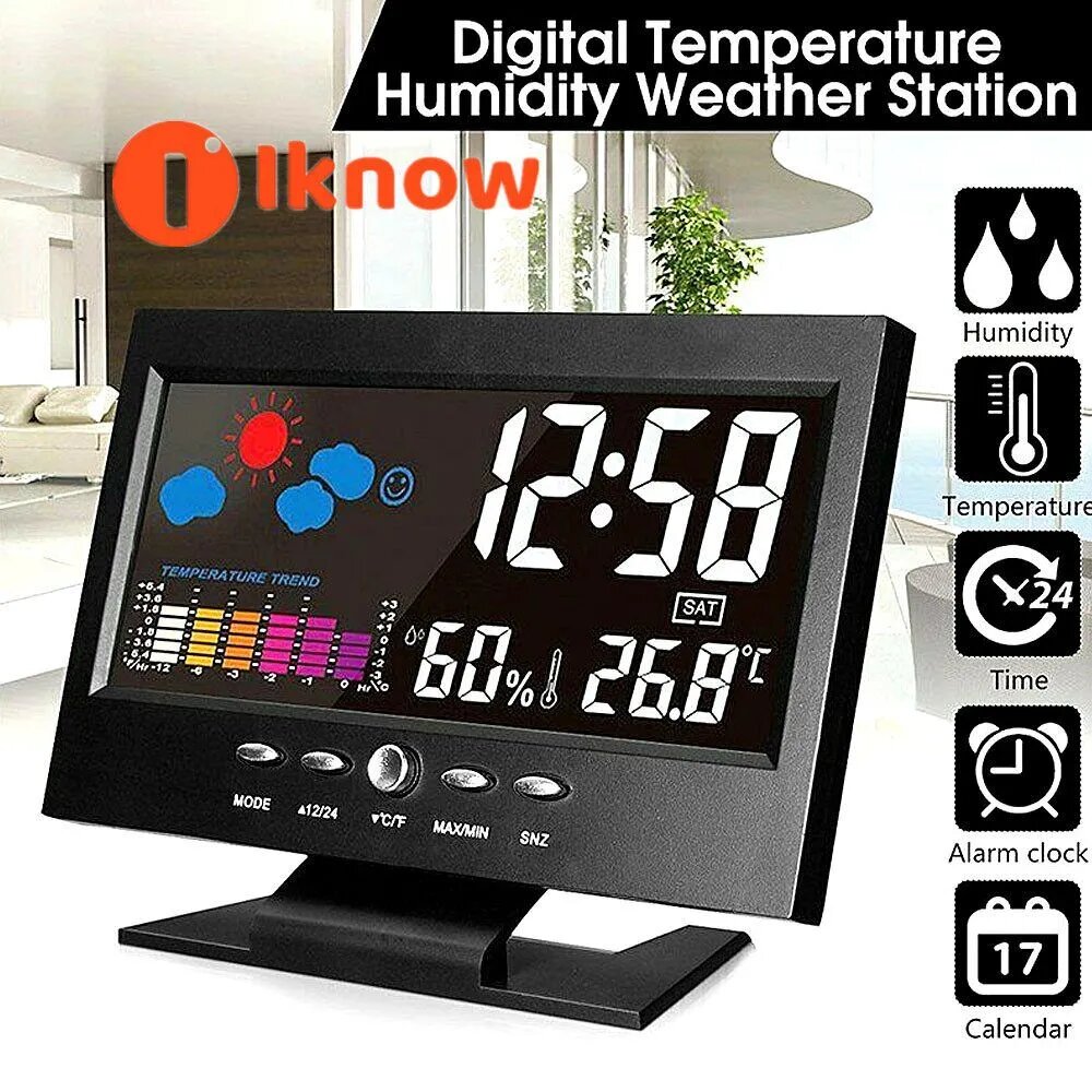 Умные цифровые часы Метеорологическая станция показывает календарь напоминаний