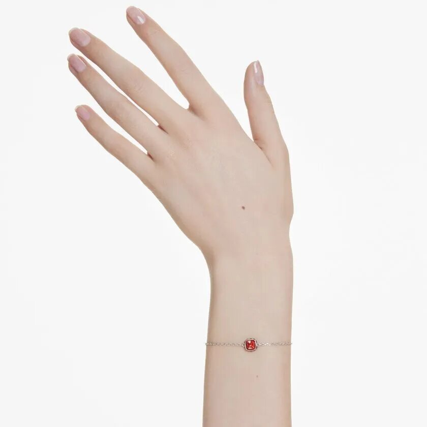 Жесткий браслет SWAROVSKI, кристаллы Swarovski, 1 шт., размер 24 см, размер one size, серебристый, красный — фото 1