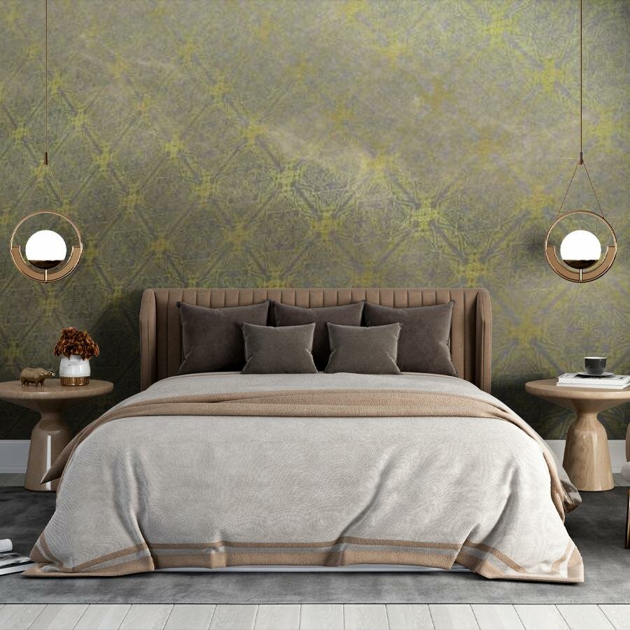 Фотообои Тканевые золотые узоры в восточном стиле 14-822-S-Холст 270 x 200 см (ВхШ) Бесшовные, флизелиновые, влагостойкие обои MasterFresok