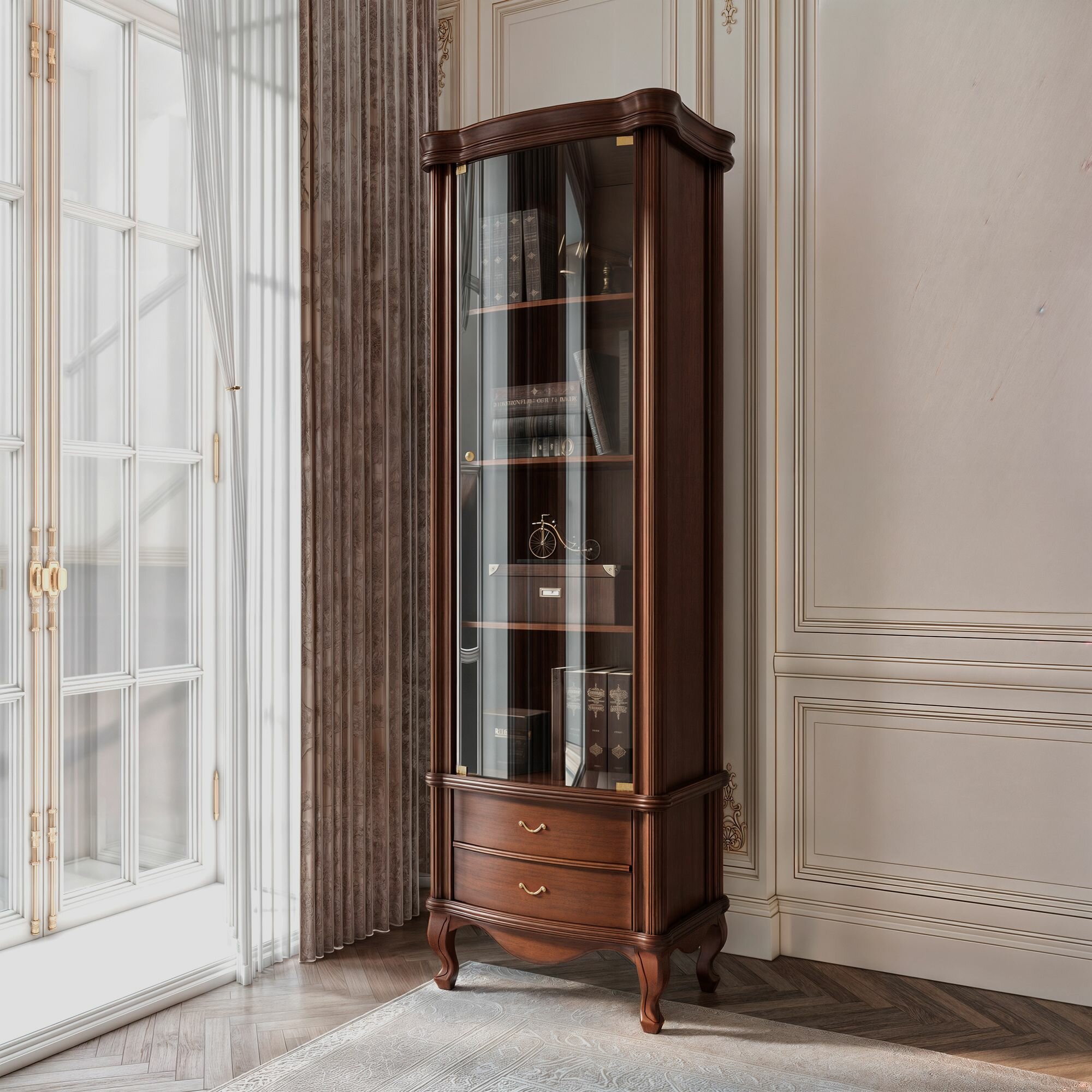 Книжный шкаф Disemobel Classic 971 64х39х196 см, Правое открывание/Cerezo-5