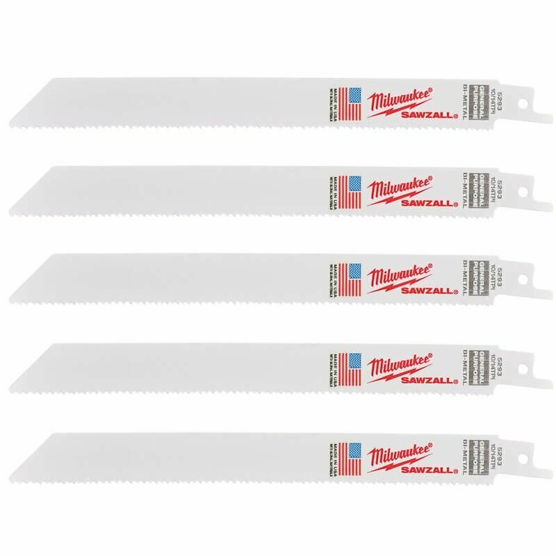 Полотно для сабельной пилы MILWAUKEE Sawzall по дереву/металлу/пластику 200 мм 10/14 зубцов на дюйм (5 шт.)