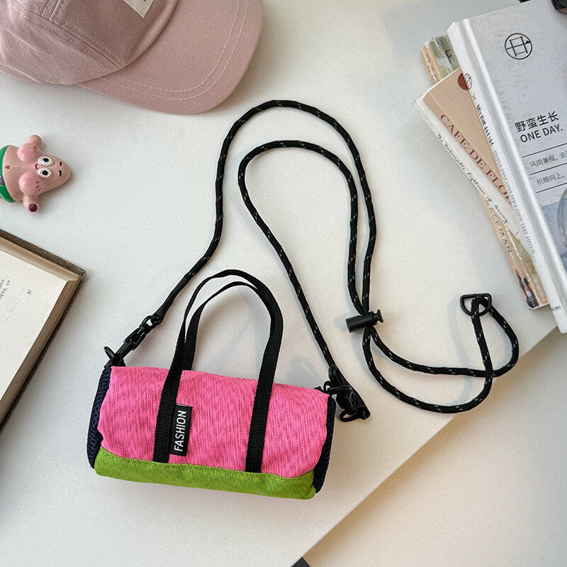 Мини сумка через плечо для детей унисекс с простым дизайном для школы и отдыха пинк