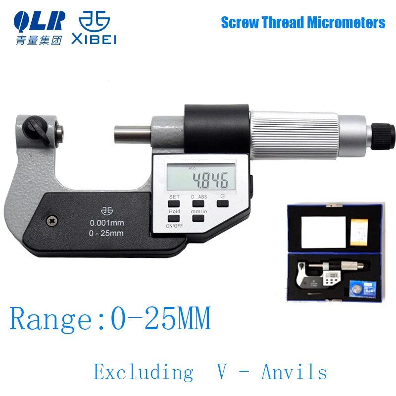 Цифровой микрометр Xibei с винтовой резьбой 0-100 мм 0-25mm NO V-Anvil