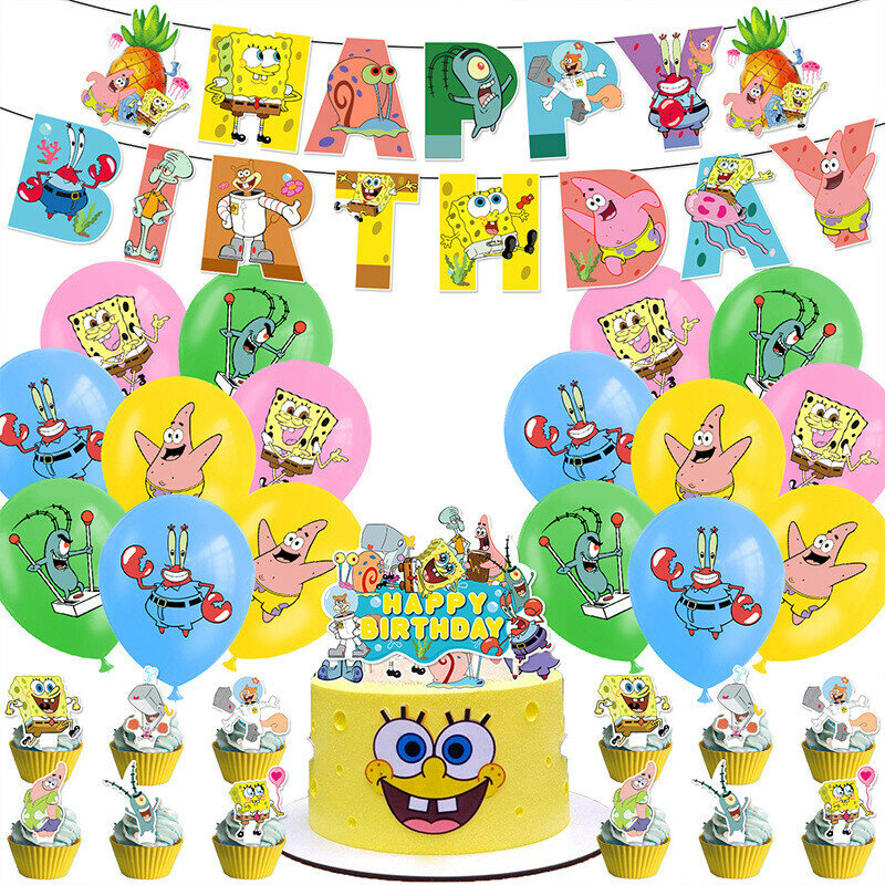 Воздушный шар с изображением Губки Боба Квадратные Штаны, украшение на торт, украшение на день рождения, товары для детской тематики