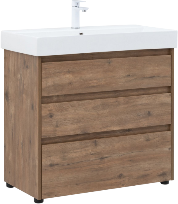 Тумба под раковину Aquanet Nova Lite 85 напольная, дуб рустикальный, 3 ящика