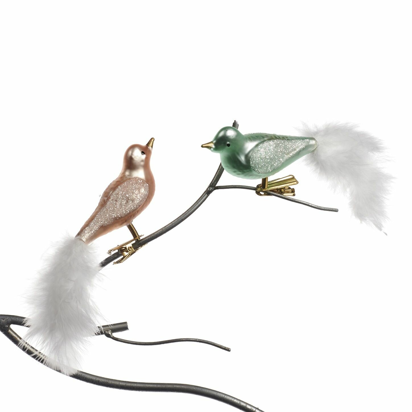 Птички GOODWILL M&G на клипсе (набор 2 шт) розовый и голубой 10 см, стекло