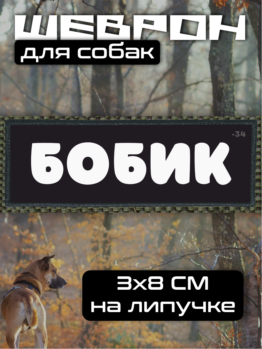 Шеврон на липучке для собак Бобик надпись