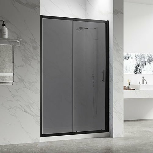 Душевая дверь в нишу Veconi Vianno VN-55BT 150 см, профиль матовый черный, стекло тонированное